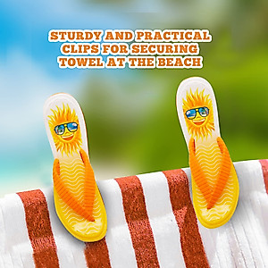 PERFORMORE Flip Flop Beach Towel Clips (Yellow), 2-Pack, Portable Towel Holder Clips, Secure Clips for Beach Chairs Deck Patio Pool Boat Cruise Lounge Chair Accessories