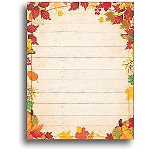 Fall Barnyard Leaves Stationery Paper - 80 Sheets