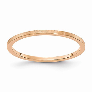 Solid 10K Rose Gold 1.2mm Flat Stackable Brushed Matte Finish Band Thin Wedding Anniversary Ring Size 7