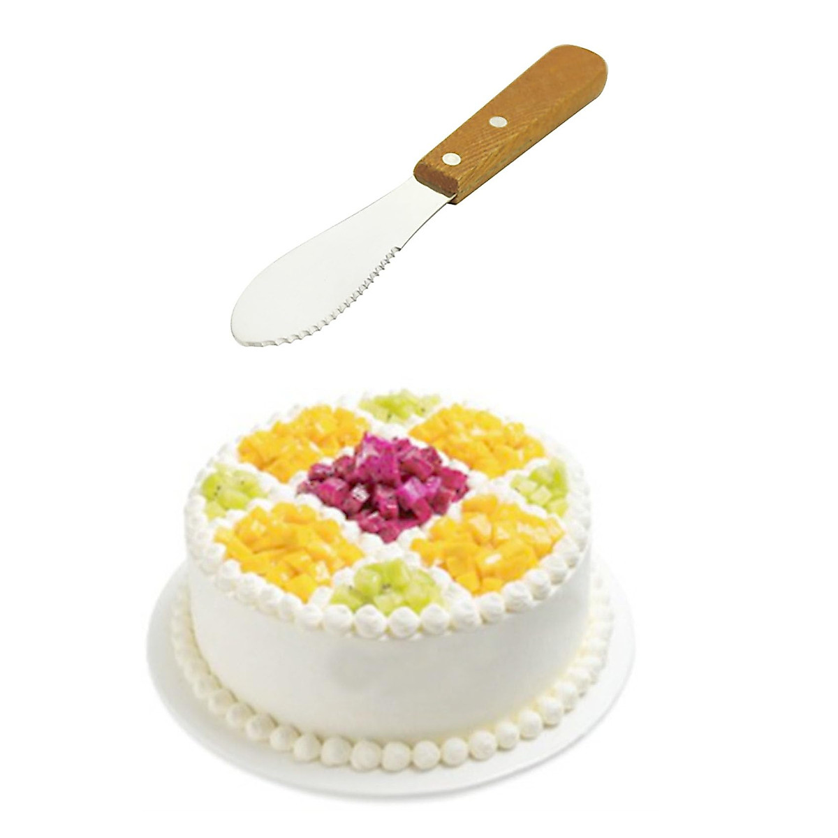 YIKANGHENG Cheese Spreaders with Wooden Handle, 2 Pcs 8 Inch Stainless Steel Butter Knife for Cheese, Cake, Cream and Bread (2)