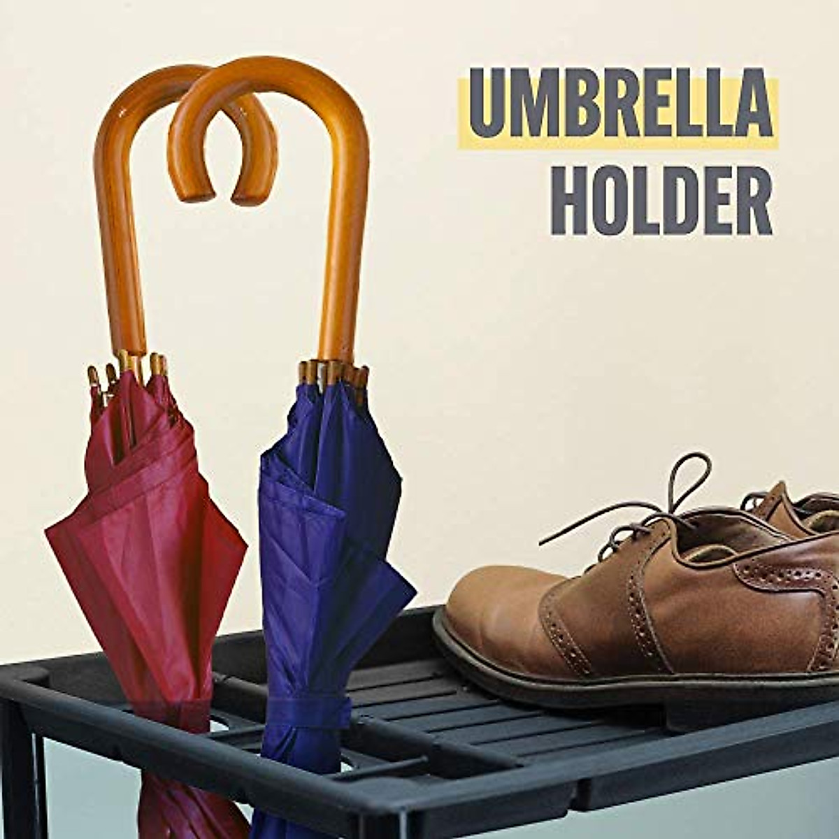 Innover | Two-Tier Boot Tray with Umbrella Stand, Multi-Purpose Shoe Rack Entryway Organizer