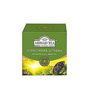 Ahmad Tea Green Tea, Gunpowder Loose Leaf, 500g - Caffeinated & Sugar Free