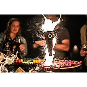 Forged Churrasco Flambadou, Cast Iron, Olive Wood