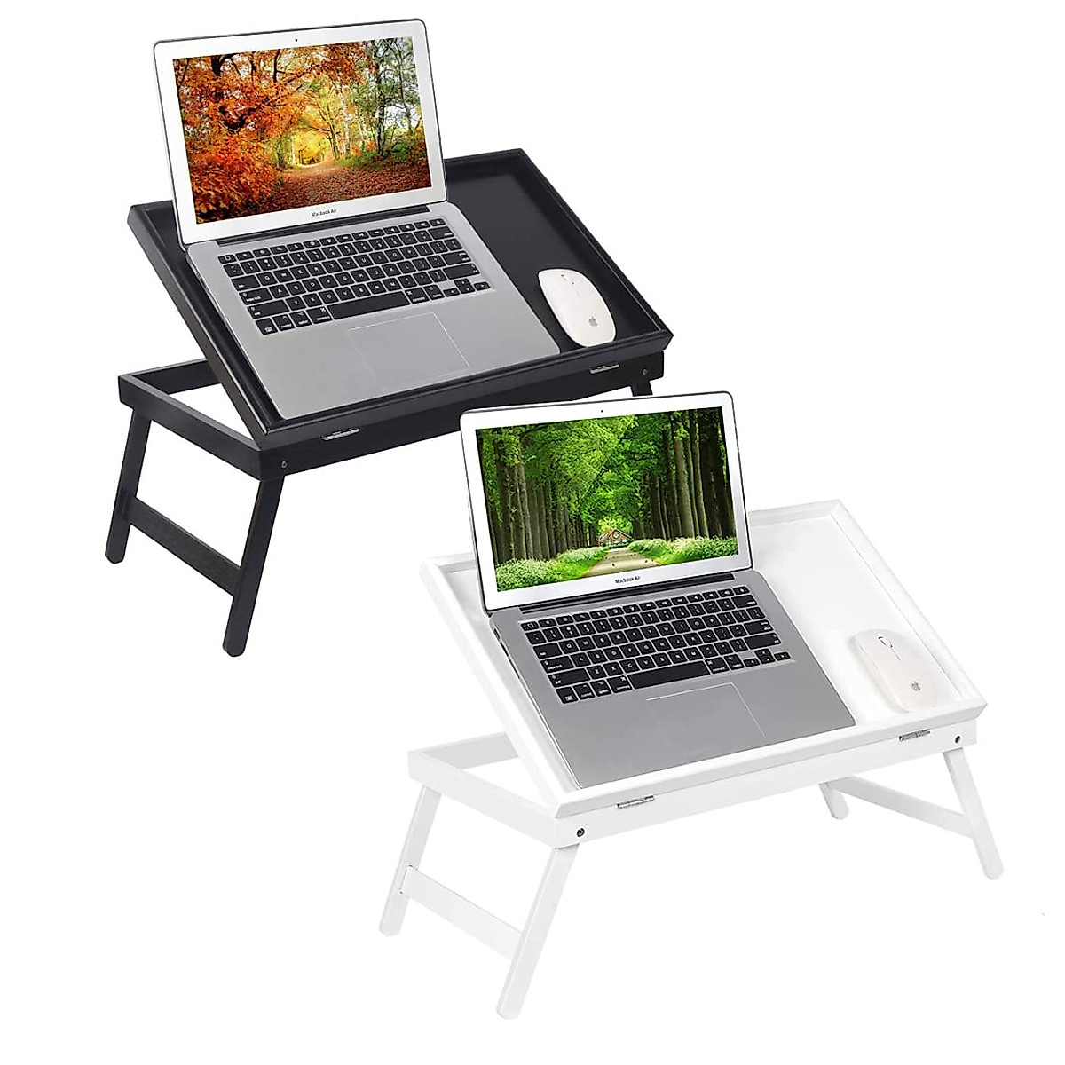 Bed Tray Table Breakfast Food Tray with Folding Legs Kitchen Serving Tray for Lap Desks