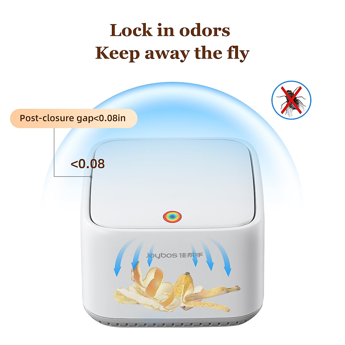 MOPALL Mini Desk Trash Can with Lid, Countertop Trash Can 0.5 Gallon, Small Garbage Can Table Top Trash Can, Tiny Waste Basket for Vanity, Office, Bedroom, Car (White, Square)