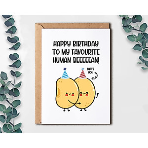 EruditeGifts Happy Birthday To My Favourite Human Bean - Card For Women And Men - Romantic Card Gifts For Her And Him - Funny Birthday Card