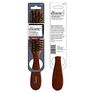 Diane Premium 100% Boar Bristle 5 Row Styling Brush for Men and Barbers, Medium-Firm Bristles for Thick Coarse Hair, Detangling, Smoothing