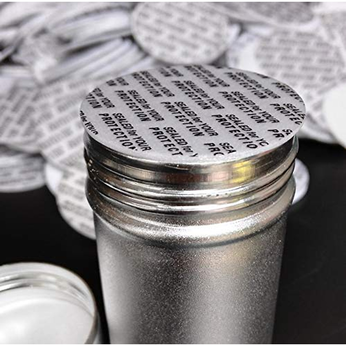 100 PCS (Diameter 1inch) Self Adhesive Pressure Sensitive Gasket Press Seal Cap Liners Foam Seal Safety Tamper Seals Aluminum Foil Gasket Waterproof Sealing Film for Jar Bottle Vial Container