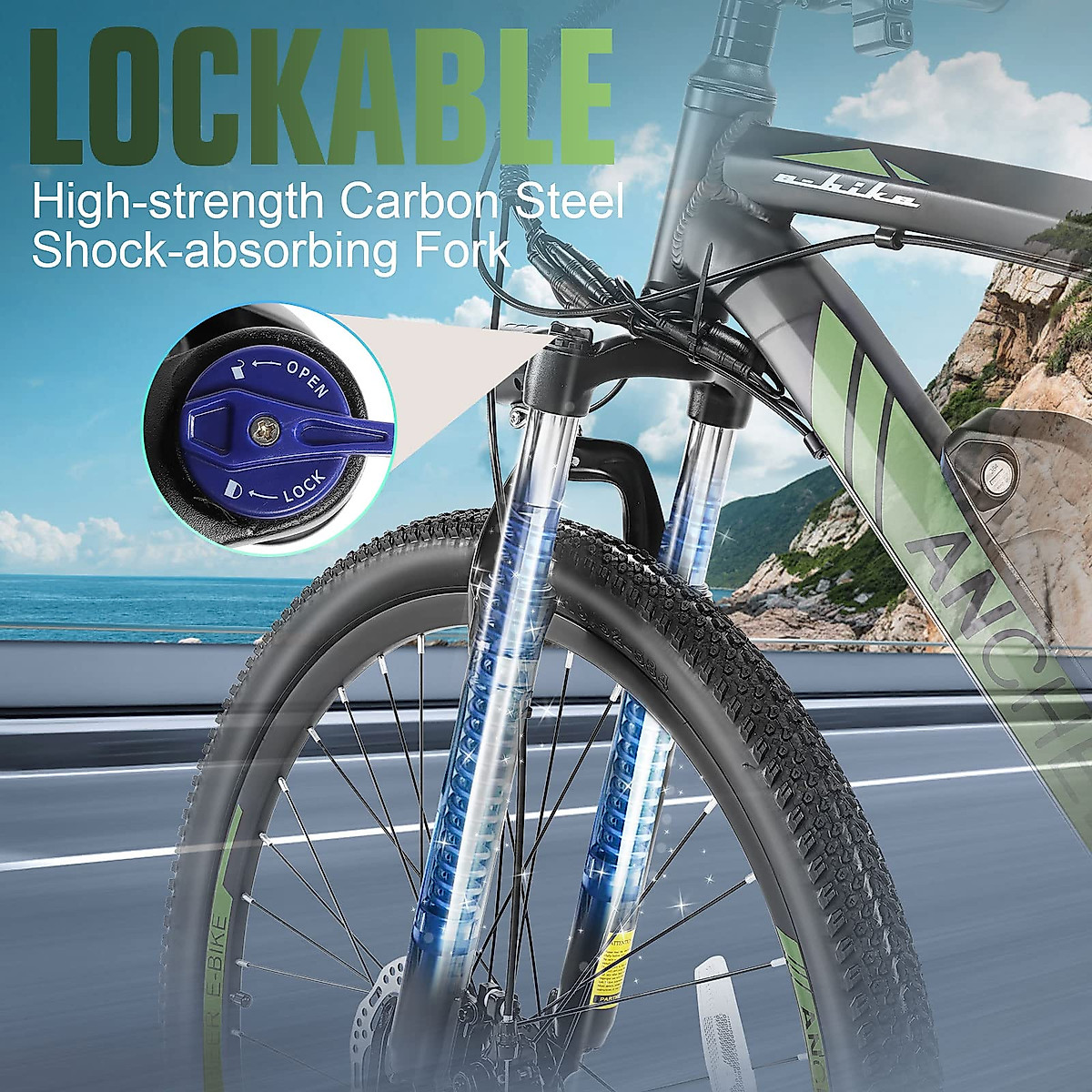 ANCHEER 27.5'' Electric Bike 500W(Peak 750W) Electric Mountain Bike, 55 Miles Range & 22 MPH, 3H Fast Charge, 48V/10.4Ah Removable Battery, Electric Bike for Adult 21 Speed Incl. Free Bike Lock