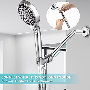 Nuodan Shower Head Extension Arm, Solid Stainless Steel Shower Pipe Extension, For Lowering or Extending Showerhead (6 Inch, Chrome)