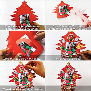 Kepeel 30 Packs Christmas DIY Picture Frames Craft Kit for Kids, Christmas Tree Photo Frames Ornaments for Xmas Winter Holiday Decorations Favor Art Gift Classroom School Home Activities