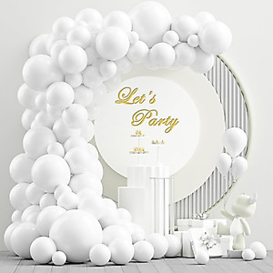 NISOCY White Balloons Arch Kit, 102PCS 18In 12In 10In 5In Arch Garland for Wedding, Bride Engagement, Festival Picnic, Birthday, White Theme Anniversary Christmas Decoration With 33FT Ribbon