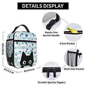 famliihw Black Cat Lunch Box Reusable Insulated Lunch Bag Thermal Cooler Tote For Boys Girls Teen School Men Women Picnic Travel Hiking