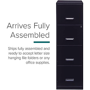 Scranton & Co 18" 4 Drawer Metal Letter File Cabinet in Black