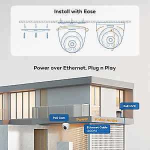 ONWOTE Wired 4K NVR PoE Security Camera System, Human Vehicle Detection Tigger Color Night Vision, 4 * 6MP Outdoor 122° Wide Angle IP Cameras Audio, 8 Channel 8MP NVR 2TB, CCTV Home Surveillance Kit