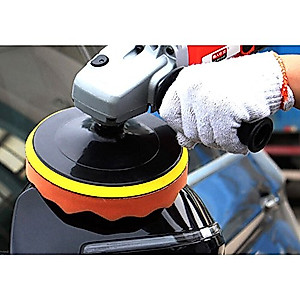 Polishing Pads,7 Pcs 7" Polishing Waxing Buffing Sponge Pads Kit Compound Car Polisher with Woolen Buffer and Adhesive Backer Pad for Auto Car Polisher Cleaning Vehicle Wash