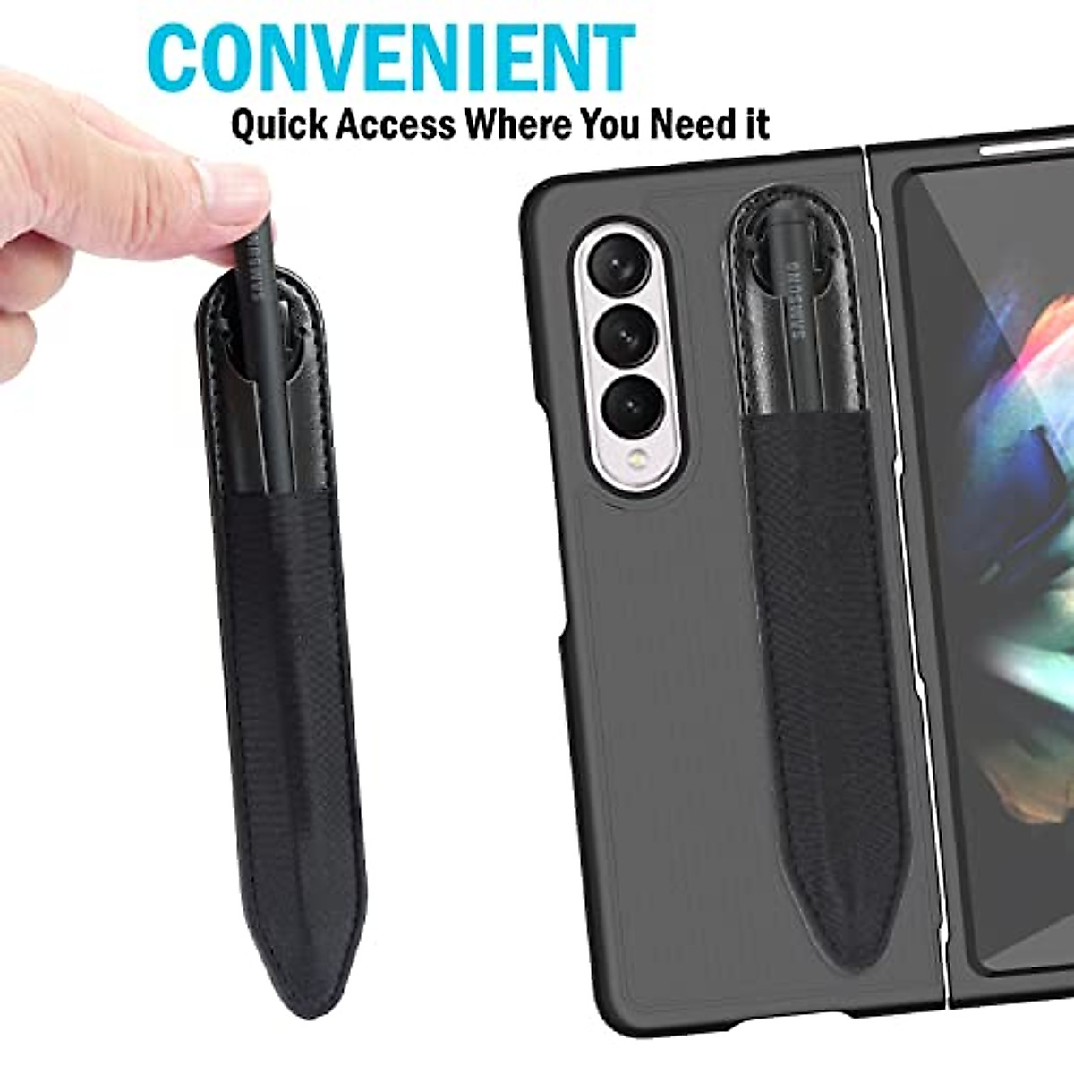 Universal Stylus Holder, [2-Pack] Nakedcellphone Sleeve Carrying Case Slot for Samsung Galaxy S-Pen Fold Pro - Adheres to Phone, Tablet, Z Fold 3, Z Fold 4, Z Fold 5, S21 Ultra 5G, Case, etc