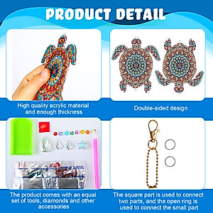 4 Pcs Diamond Painting Suncatcher Wind Chime Sea Animal Double Sided Crystal Rhinestone Big Gem Painting Suncatcher Hanging Ornament for Adults Kids Home Window Decor (Sea Style)