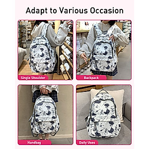 CAMILLEMMA White Backpack for Women Men, Lightweight Casual Travel Daypack,Classic Basic Backpack