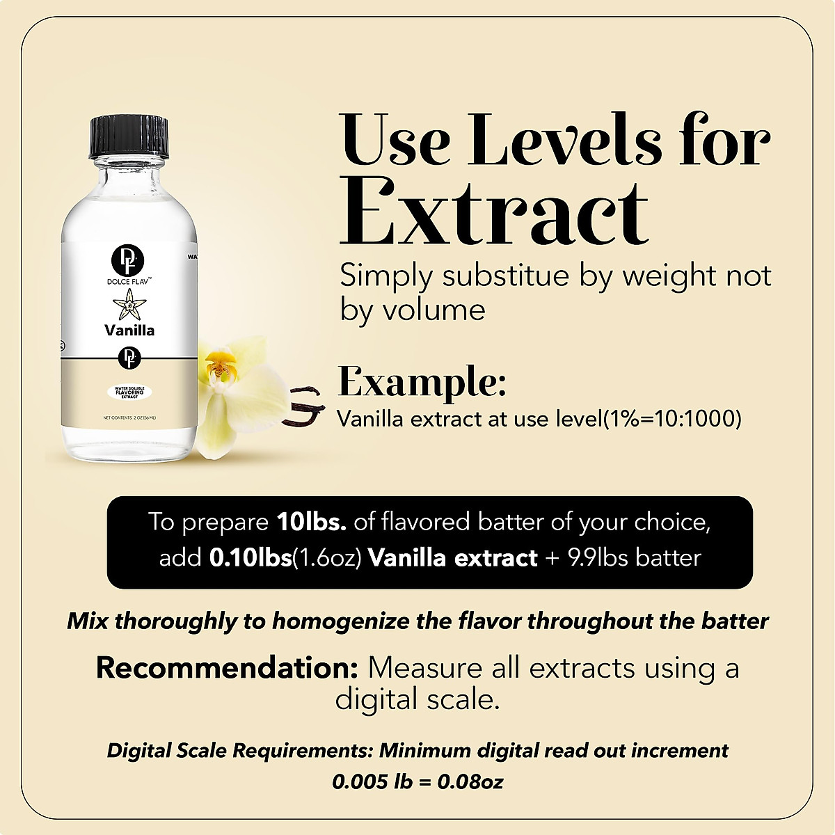 Dolce Flav Vanilla Extract 2 oz – Kosher, Sugar-Free, Concentrated Vanilla Flavoring for Baking, Cookies & Desserts, Includes Measured Dropper