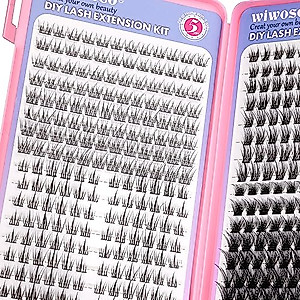 DIY Lash Extension Kit, 384pcs Lash Clusters Kit DIY Eyelashes Kit with Lashes Bond and Seal, Lash Kit for Lash Extension Beginners Self Application at Home Cluster Lash Book (4 Styles Mixed)