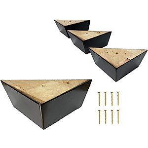 ComfortStyle Furniture Legs, Chair Couch Feet Replacement, Set of 4 Wood Sofa Corner Feet, 2-1/2" Tall by 5" Wide Triangle, Parent (Dark Espresso)
