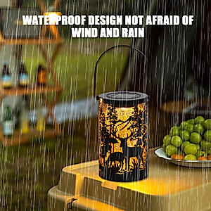 Christmas Decorations Solar Lantern Outdoor Hollow-Out Elk Solar Outdoor Lights Garden Lights Waterproof Decorative Lights for Yard Landscape Lighting Solar Spot Lights Outdoor Christmas Gifts