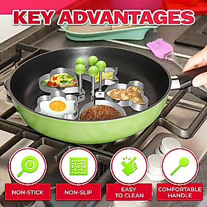 5Pcs Stainless Steel Ring Molds for Cooking Egg - Pancake Shapes Cooking Rings Egg Rings for Frying Eggs Round Egg Cooker Ring - Egg Ring Mold Cooking Ring in Star, Round, Heart Shaped Egg Mold