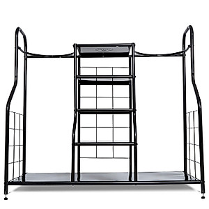 Morvat Golf Organizer Extra Large Double Metal Black Stand Perfect Way to Store & Organize Your Golfing Bags, Clubs, Balls, Gadgets, Accessories & Equipment in Shed, Basement, and Garage