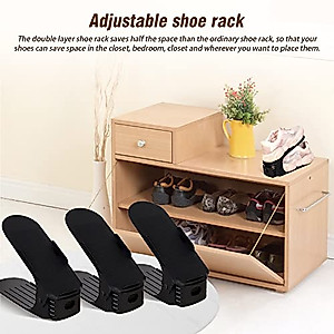 Yeling Shoe Slots Organizer, 10 Pieces Adjustable Double Layer Shoe Stack Sandals Rack, 50 Space-Saving Storage Shoe Stacker Holder for Closet Organization