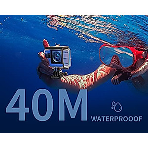 WOLFANG GA300 4K60FPS Action Camera 24MP Waterproof 40M Underwater Camera EIS Stabilization WiFi Wide Angle Helmet Camera (External Microphone, Remote Control, 2x1350mAh Batteries and Accessory Kit)