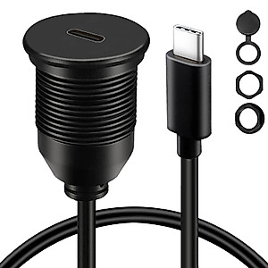 BATIGE Single Port Type C 3.1 Car Flush Mount Cable USB C 3.1 Panel Mount Male to Female Extension Cable for Car Truck Boat Motorcycle 3ft