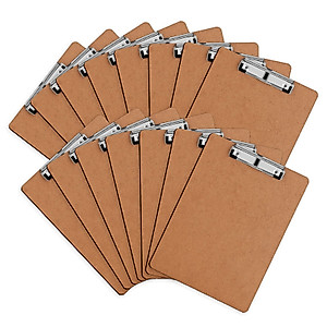 Clipboard, HERKKA 15 Pack Hardboard Office Clipboards Standard A4 Letter Size Clipboard with Low Profile Clip , Size 12.5 x 9 Inch
