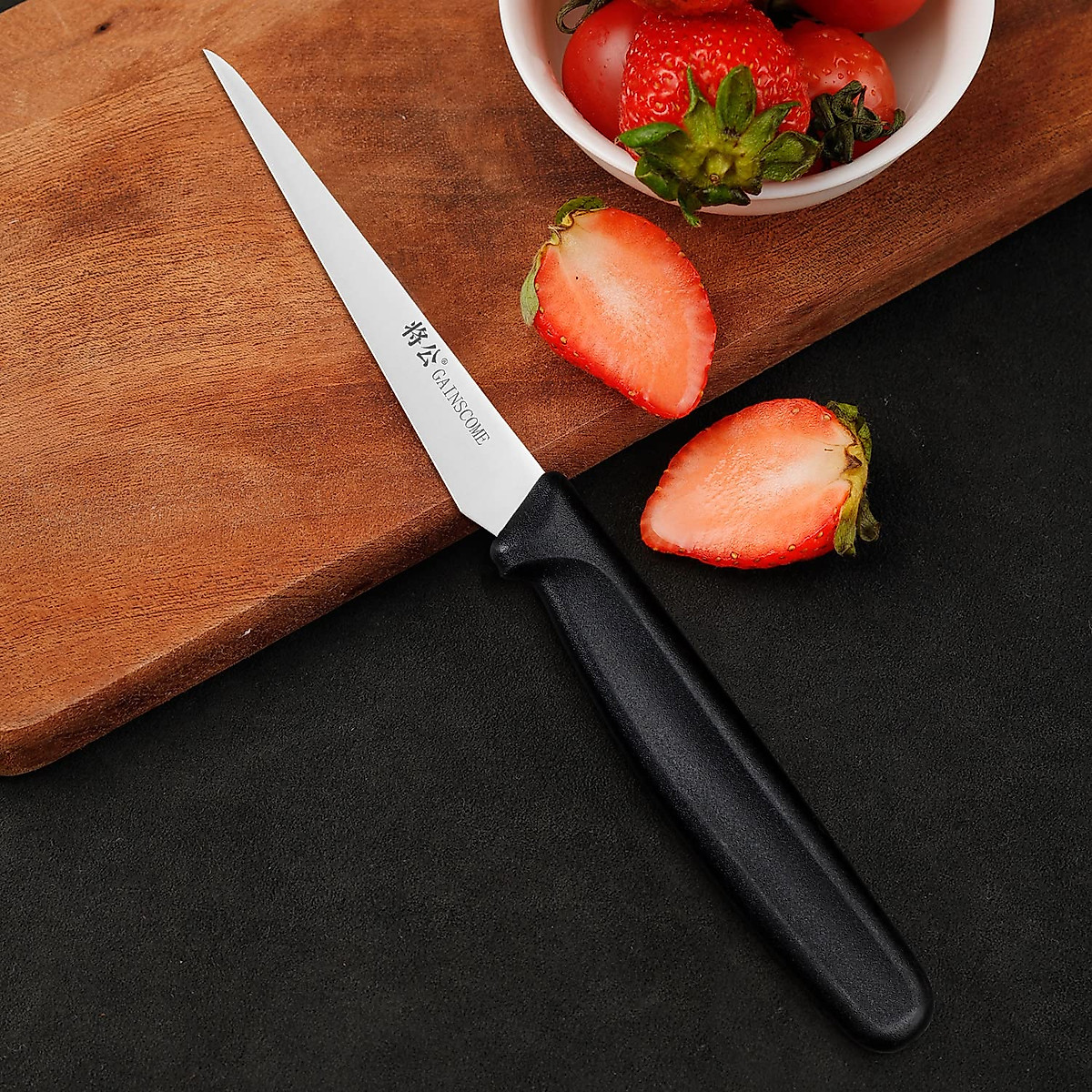 GAINSCOME Fruit Carving Knife Main Knife Super Sharp Stainless Steel Chef Food Carving Tools ABS Material Non-slip Enlarged Handle Mirror Light Process Processing Knife Surface Fruit Paring Knives