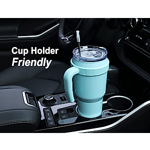 DLOCCOLD 40 oz Tumbler with Handle, Lid & Straw, Vacuum Insulated Double Walled Stainless Steel Tumbler, Thermos Travel Coffee Mug for Women Men, Reusable water Tumbler with Leak-Proof Lid — Iris