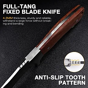 FLISSA Fixed Blade Hunting Knife, Fixed Blade Knife with Sheath