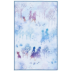 SAFAVIEH Machine Washable Slip Resistant Collection 3' 3" x 5' 3" Light Blue/Purple Inspired by Disney's Frozen II - Believe Kids Bedroom Nursery Playroom Area Rug