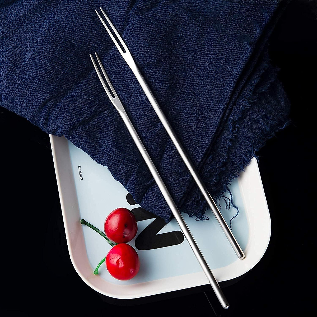 IMEEA Pickle Forks Cocktail Forks SUS304 Stainless Steel Olive Fork Long Handle 8.85-inch Fruit Forks, Set of 4