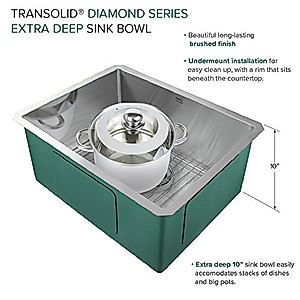 Transolid KKM-DUSB231810 Diamond 23-in L x 18-in W Single Bowl Undermount Kitchen Sink and Accessories Kit in Stainless Steel
