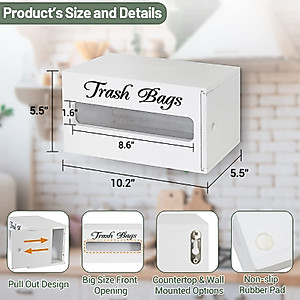 Trash Bag Holder for Kitchen Organizers and Storage, Wooden Farmhouse Plastic Bag Holder Wall Mounted, Trash Bag Dispenser for Kitchen Countertop, Cabinet, Under Sink, Laundry Room Organization