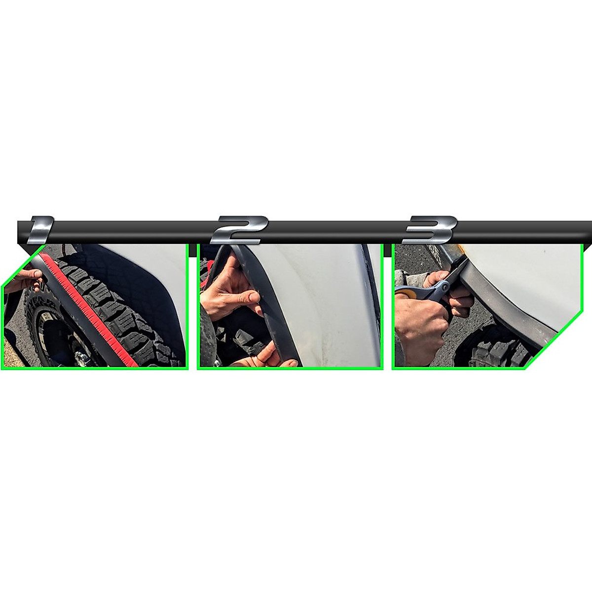 EZ Flares - Universal Offroad Flexible Foam Rubber Fender Flares 1-inch Extension