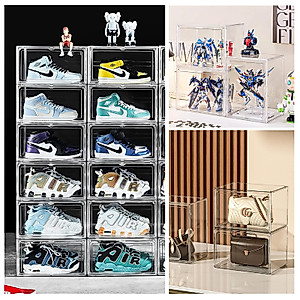 Clear Acrylic Display Case with Magnetic Attraction Lid, Dustproof Book & Cosmetic Display Cases, Large Figures Collectibles Showcase, Shoe Box, Bag Organizer