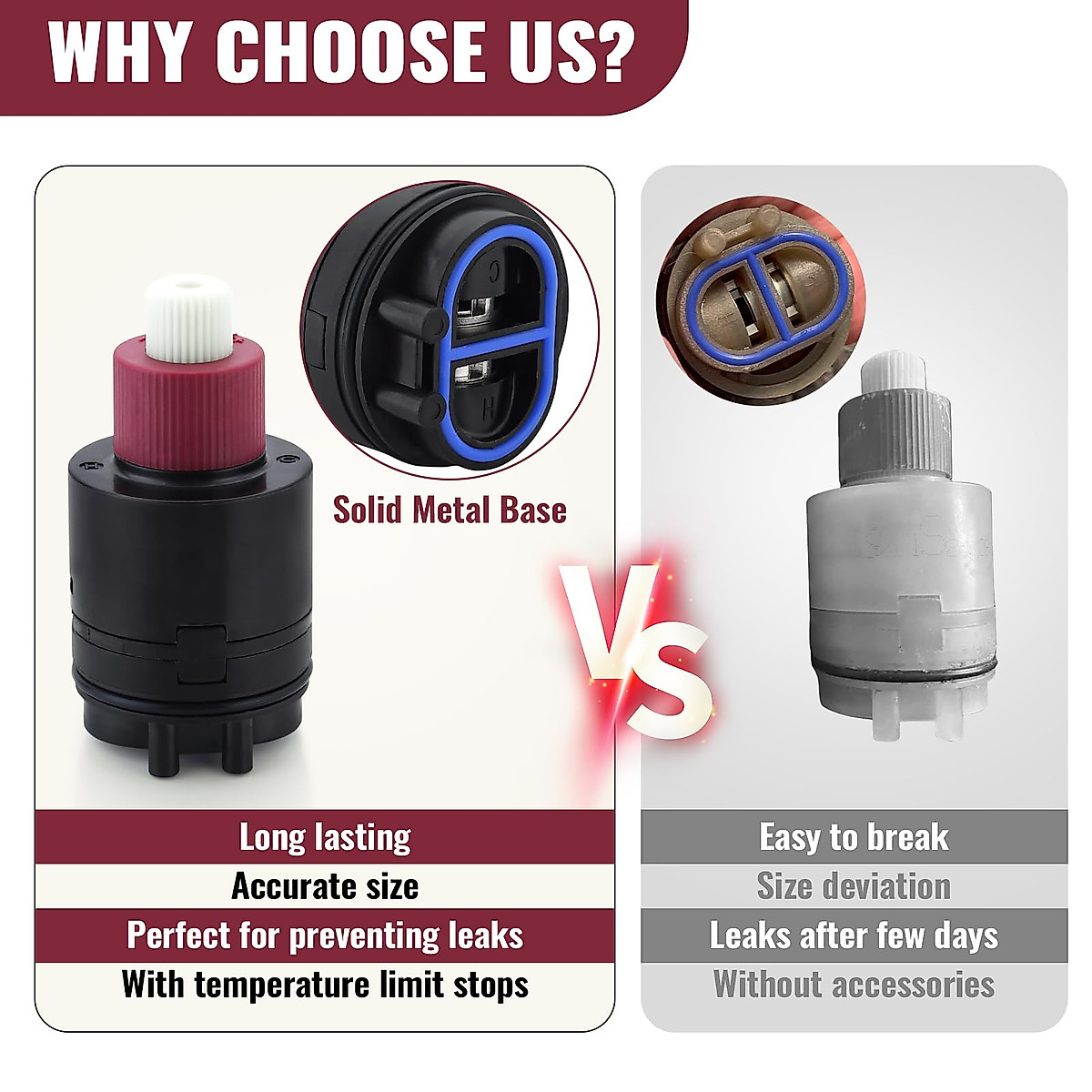 hansengroe Faucet Cartridge Replacement for Glacier Bay Single-Handle Tub/Shower Faucets Compatible with 10321, Faucet Repair Part Works for Hot & Cold Water Applications