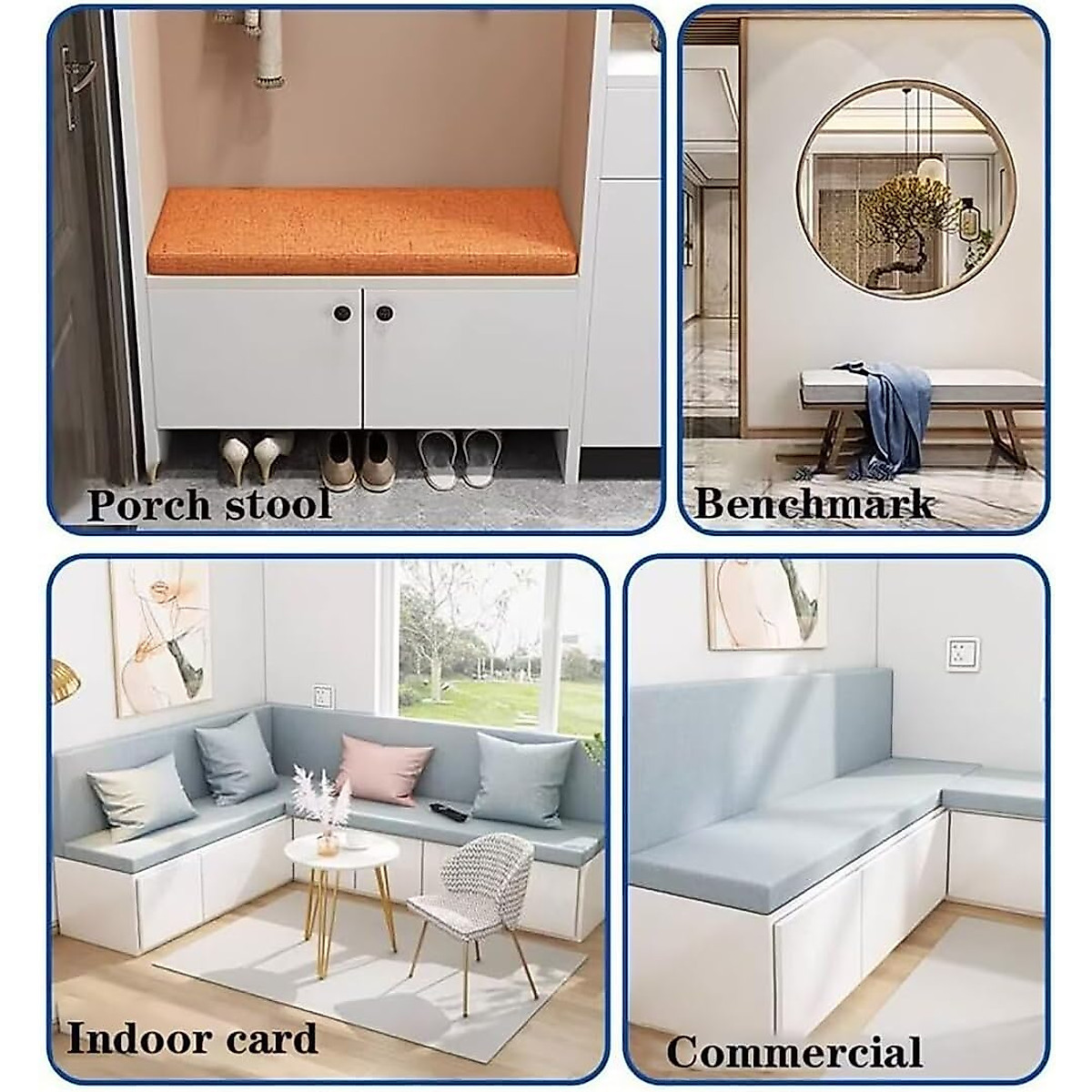 MCOSU Outdoor/Indoor Bench Cushion - Patio Porch Swing Cushions, 31/39/47/51/55 x 13/14/16/18 inch Bay Window Seat Furniture Cushion Non-Slip with Zipper(L4,39x18x2in)