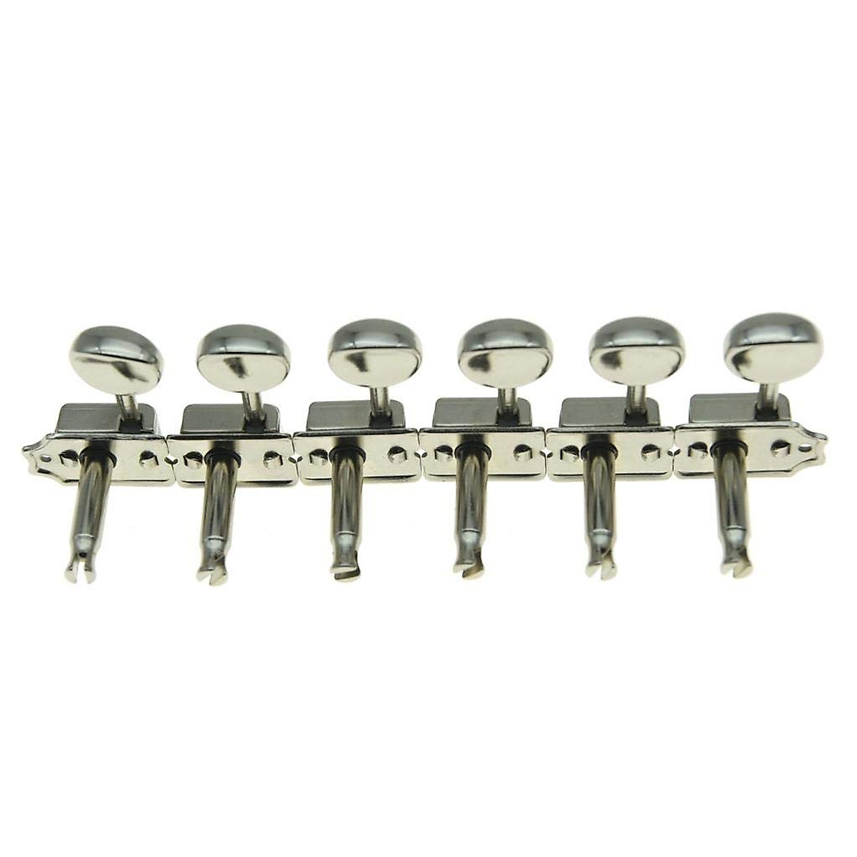 Wilkinson Deluxe 6 Inline Vintage Guitar Tuners with Split Post Guitar Tuning Keys Peg Machine Heads for Strat/Tele Guitars Nickel