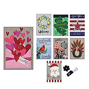 Evergreen Seasonal Burlap Garden Flag Bundle | St. Patrick's Day Shamrocks | Set of 8 | 12.5 x 18 inches | Double Sided | Outdoor Safe Welcome Holiday Home Decor