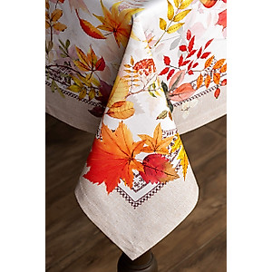 Maison d' Hermine 100% Cotton Table Cover - 60"x90" Rectangle Decorative Tablecloth - Washable Tablecloths for Dining, Home, Farmhouse & Party - for Thanksgiving & Christmas - Amarante Collection