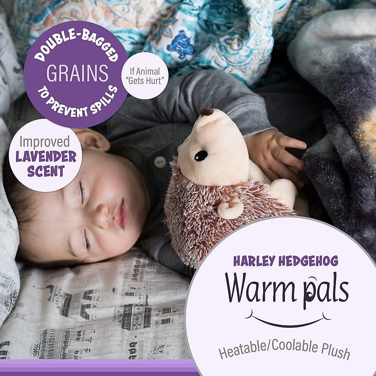 Warm Pals - Harley Hedgehog - 1.5lbs - Cozy Microwavable Lavender Scented Plush Toys - Heated Stuffed Animal - Heatable Coolable Bedtime Comfort Plushie