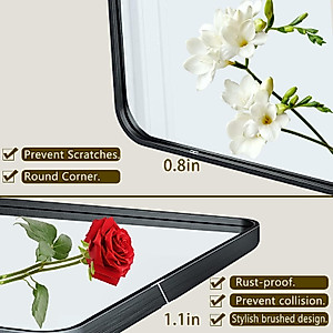 TOTOZAKUL Bathroom - Wall - Mirror - for Over Sink 20x28inch, Wall-Mounted Vanity Mirror for Bedroom Living/Dining Room, Modern Rectangle Black Framed Hanging Makeup Mirrors