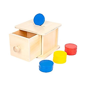 Adena Montessori Infant Toddlers Coin Box Montessori Toys for 6-12 Months Baby (Typical - Drawer Comes Out)